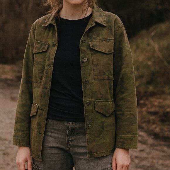 Topshop | Jackets & Coats | Topshop Camo Jacket Women 2 Green Army ...